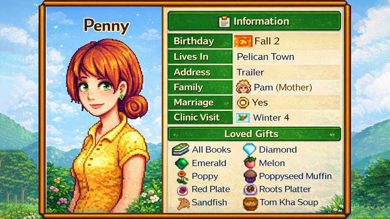 How to Marry Penny in Stardew Valley: Best Gifts, Heart Events & Full ...